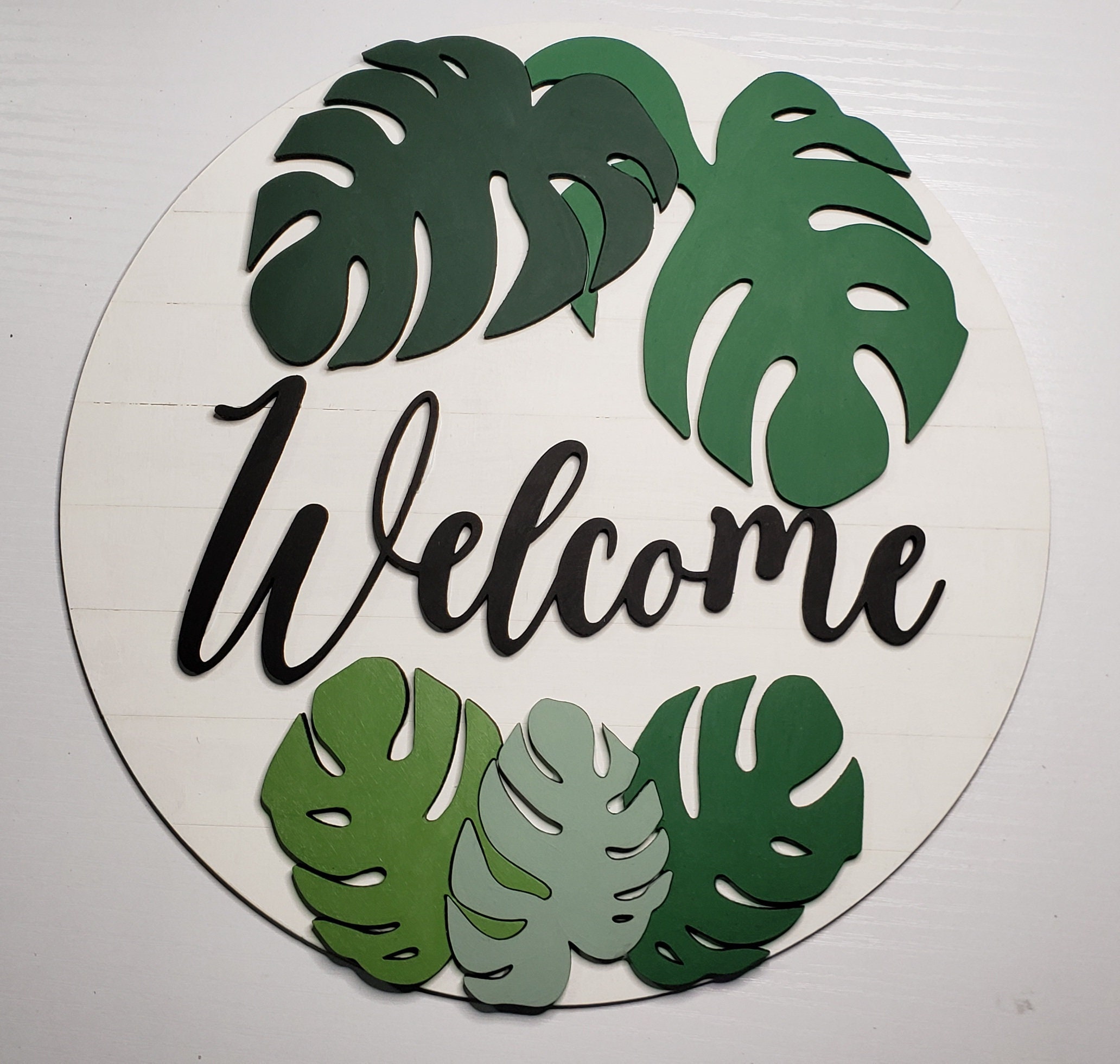 Monstera Welcome Sign Tropical Door Hanger 3D Dimensional - Etsy
