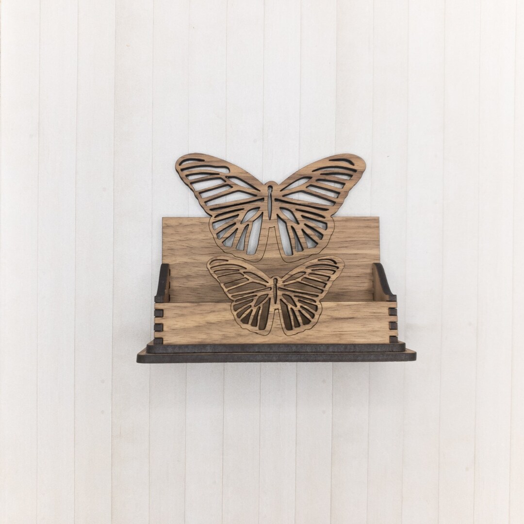 Butterfly Business Card Holder: Walnut or Cherry Wood Desk Organizer - Etsy