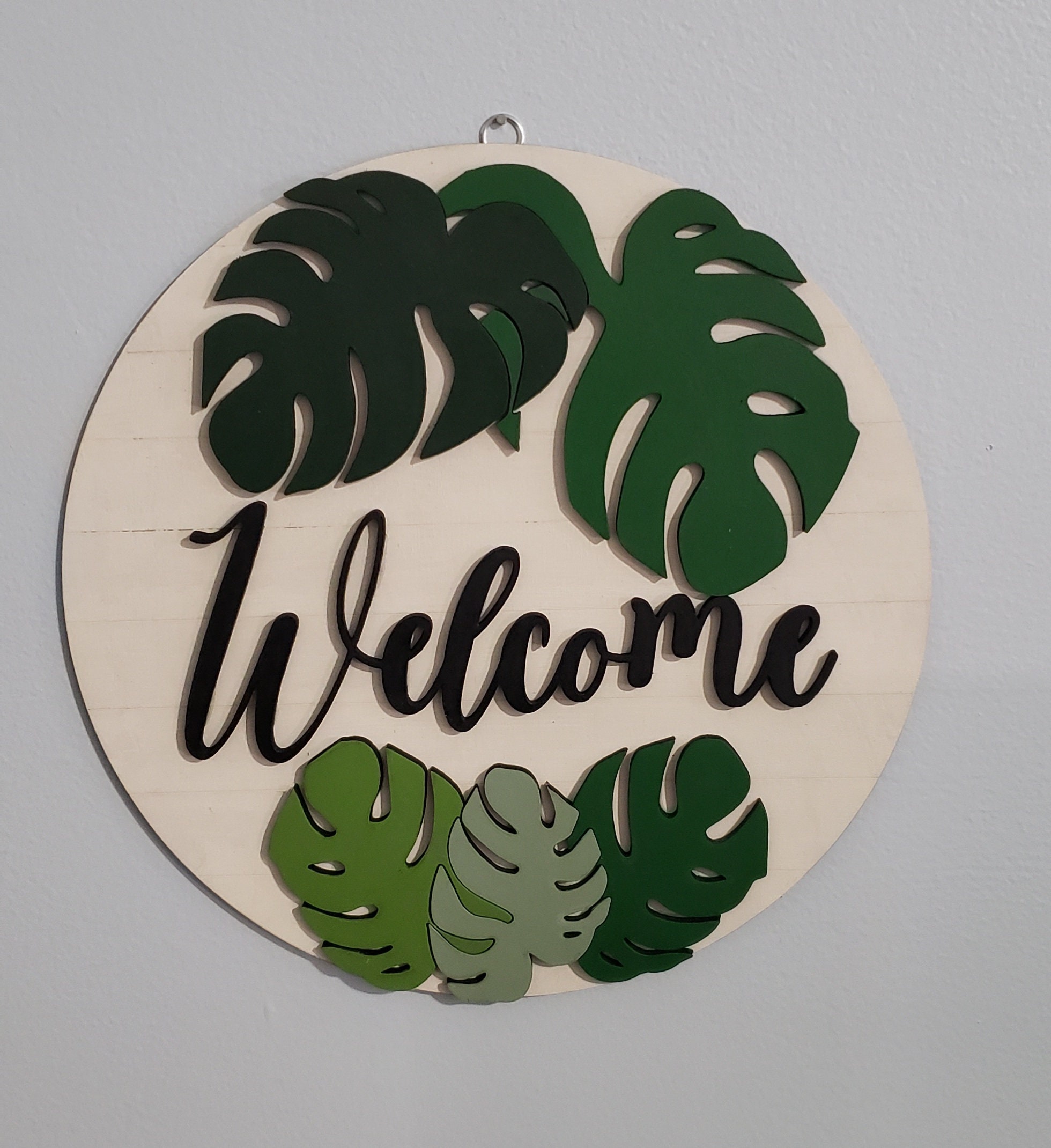 Monstera Welcome Sign Tropical Door Hanger 3D Dimensional - Etsy