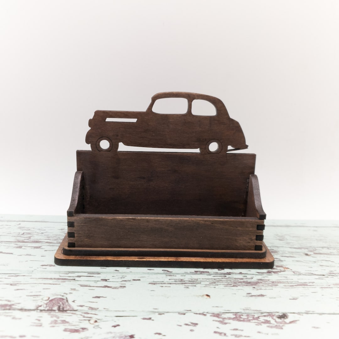 Classic Car Business Card Holder: Engraved Birch Wood Desk Organizer - Etsy