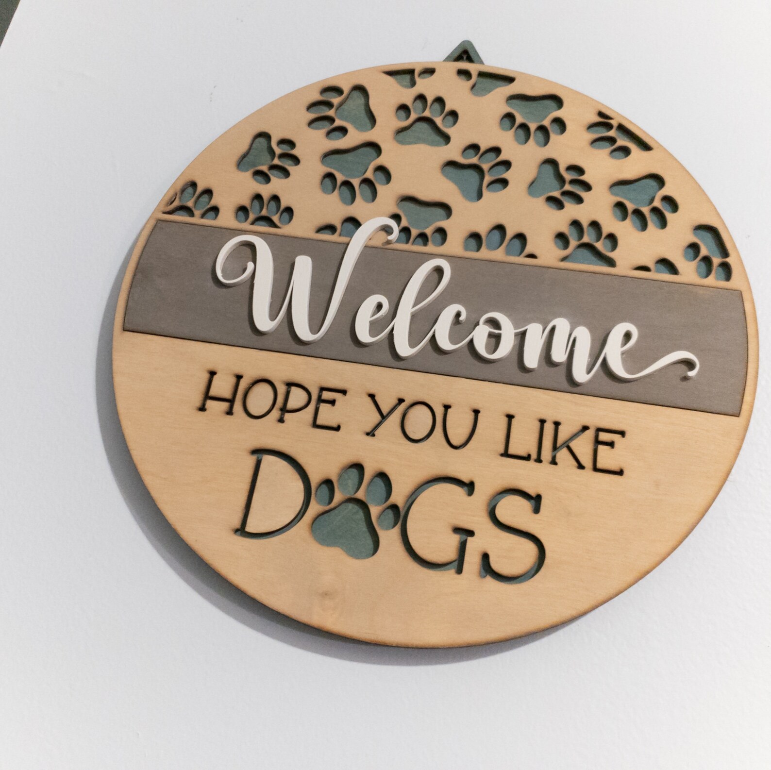 Dog Welcome Sign: Handmade Paw Print Wall Decor - Etsy