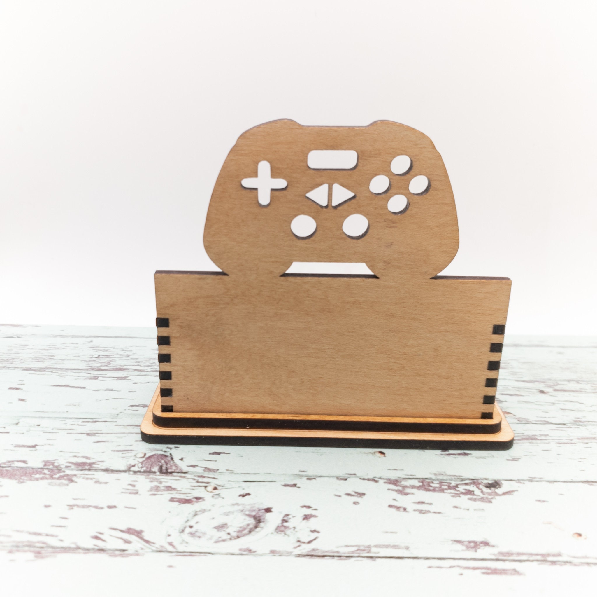 Video Game Controller Business Card Holder: Birch Wood Desk Organizer ...