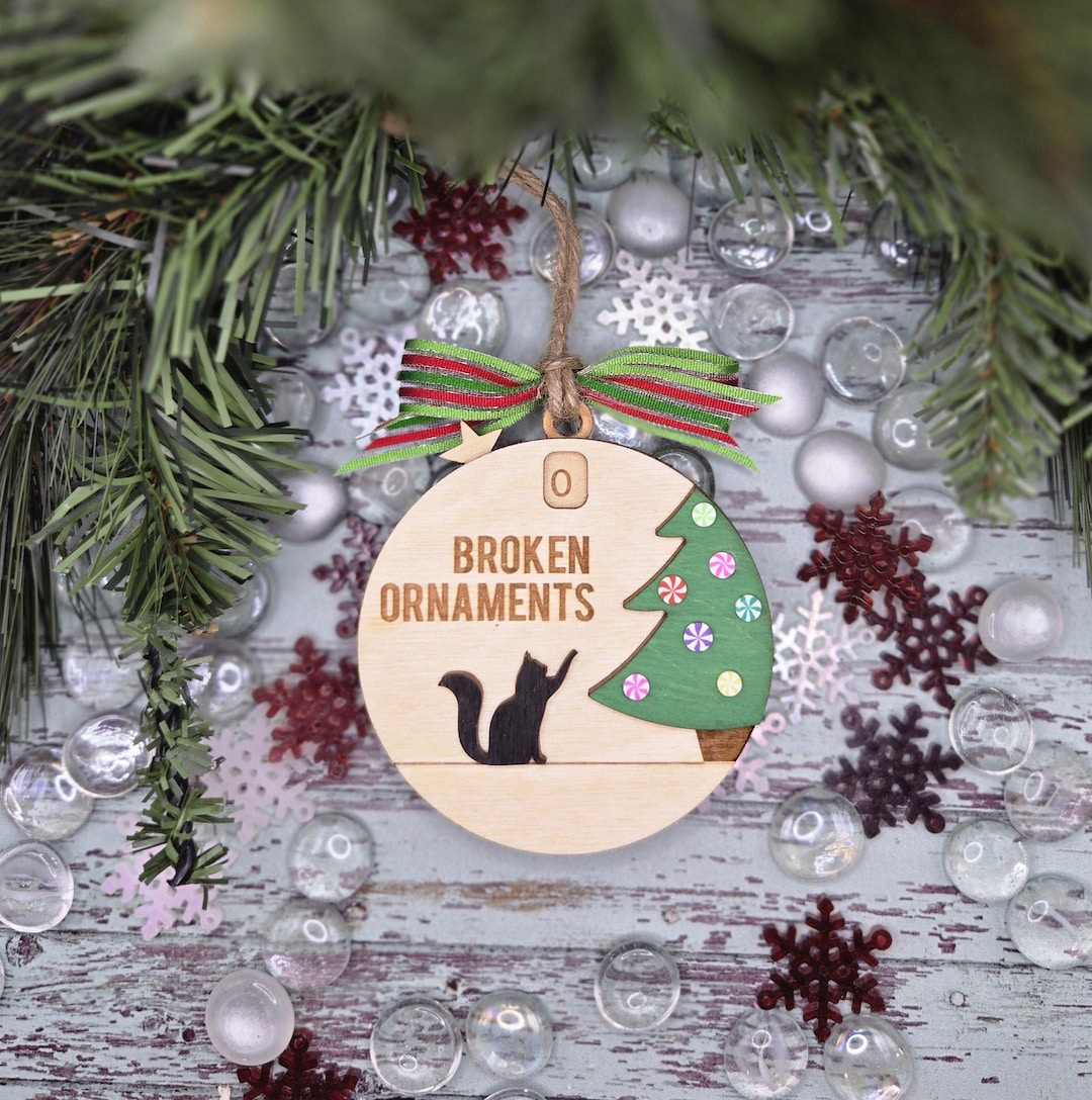 Personalized Cat Christmas Ornament: Funny Broken Ornament Tracker ...