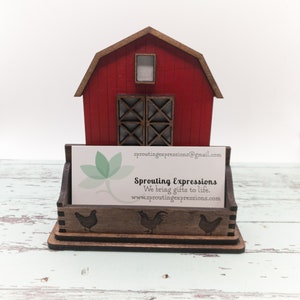 Red Barn Business Card Holder: Farmhouse Desk Decor, Farmer Gift - Etsy