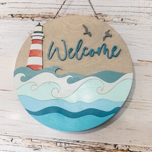 Lighthouse Wall Decor, Ocean Welcome Sign, Beach House Decor, Coastal ...