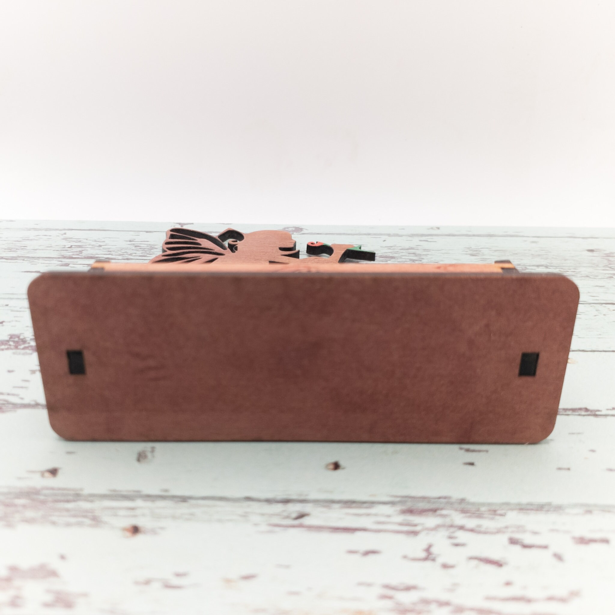 Fairy Smelling Rose Business Card Holder: Engraved Moon, Birch Wood ...