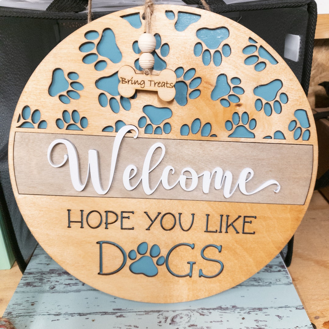 Dog Welcome Sign: Handmade Paw Print Wall Decor - Etsy