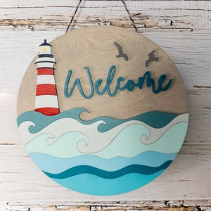 Lighthouse Wall Decor, Ocean Welcome Sign, Beach House Decor, Coastal ...