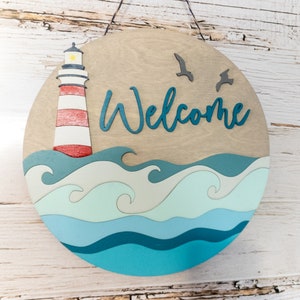 Lighthouse Wall Decor, Ocean Welcome Sign, Beach House Decor, Coastal ...