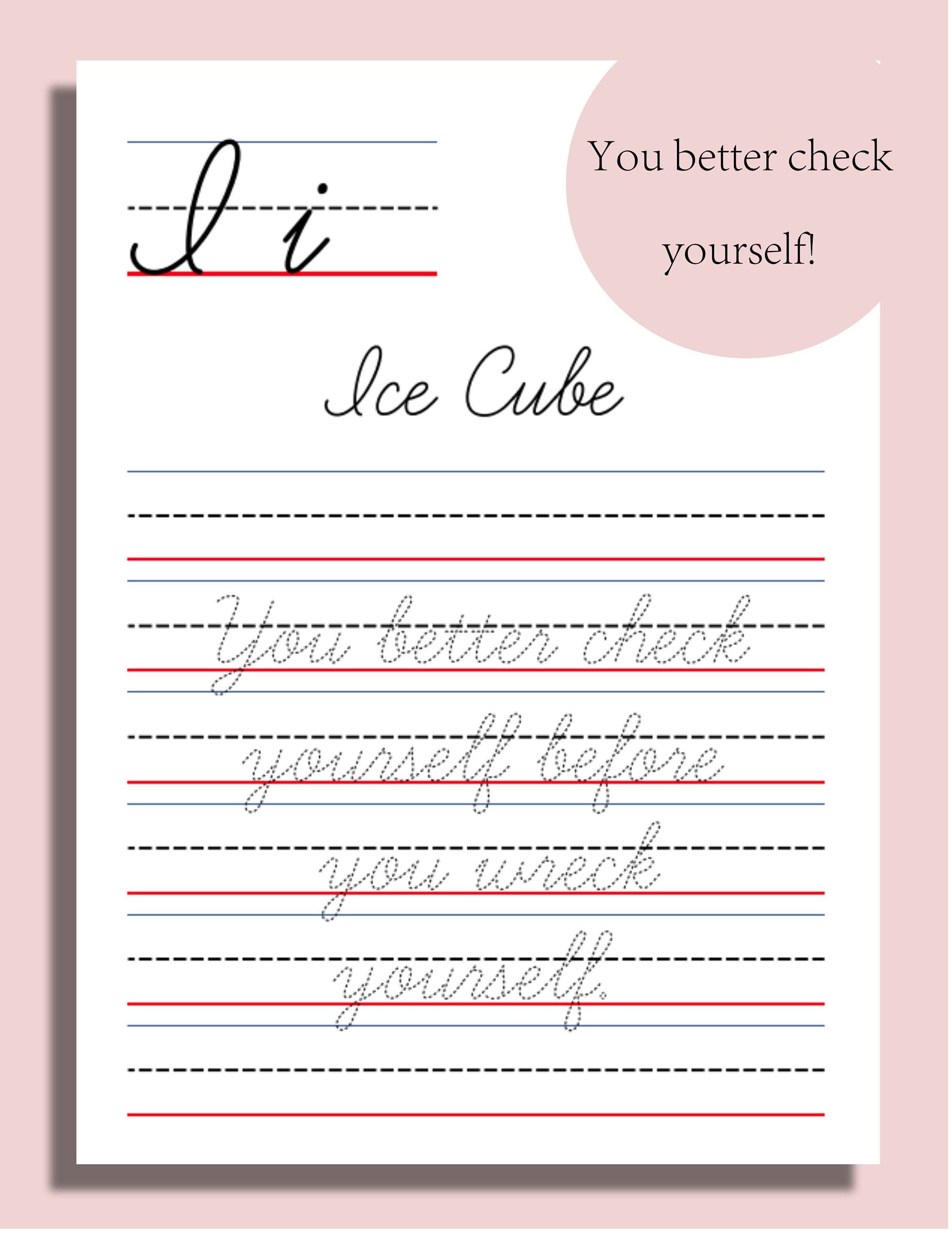 Celebrity Cursive Worksheets | Kanye West | Tupac | Cardi B | Funny ...