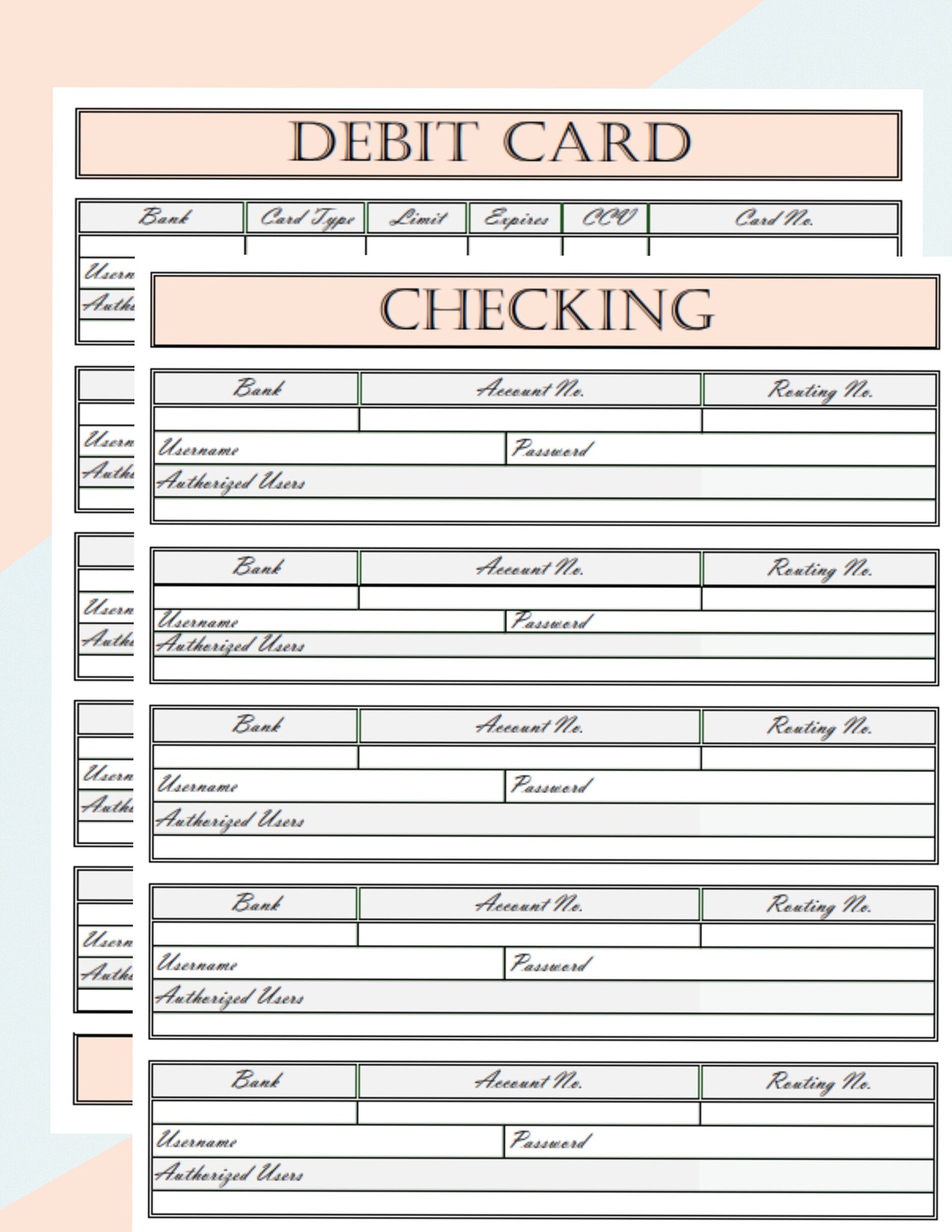Finance Tracker | Bank Account Log | Checking Account Tracker | Debit ...