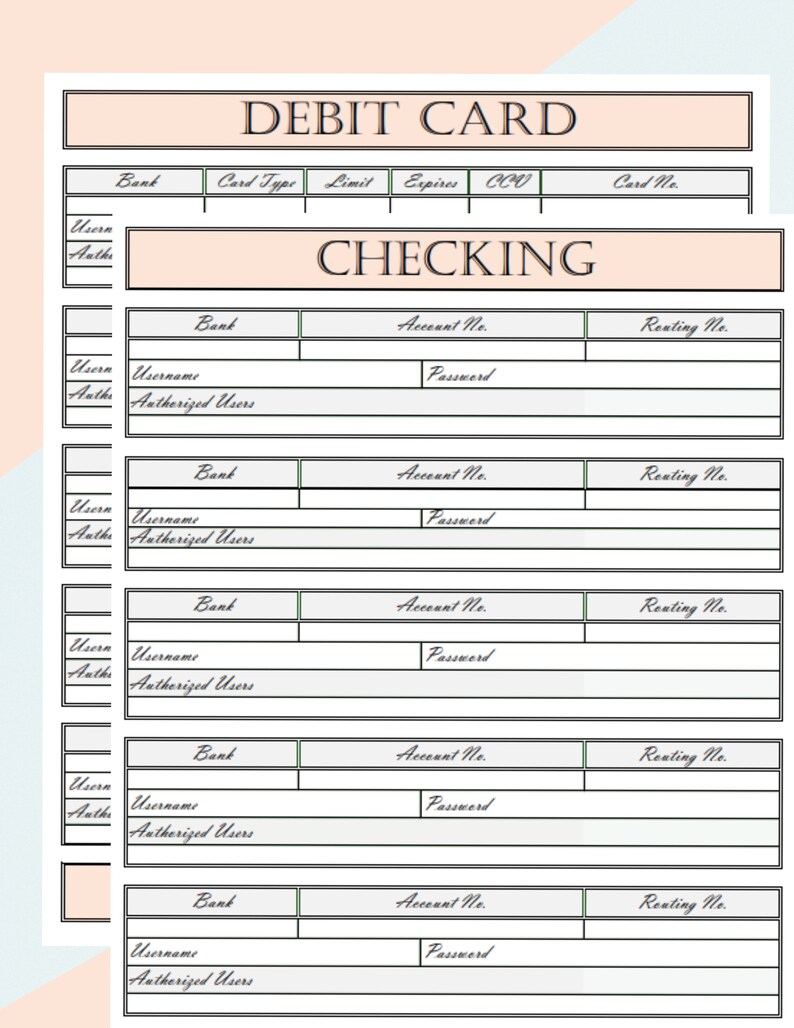 Finance Tracker | Bank Account Log | Checking Account Tracker | Debit ...