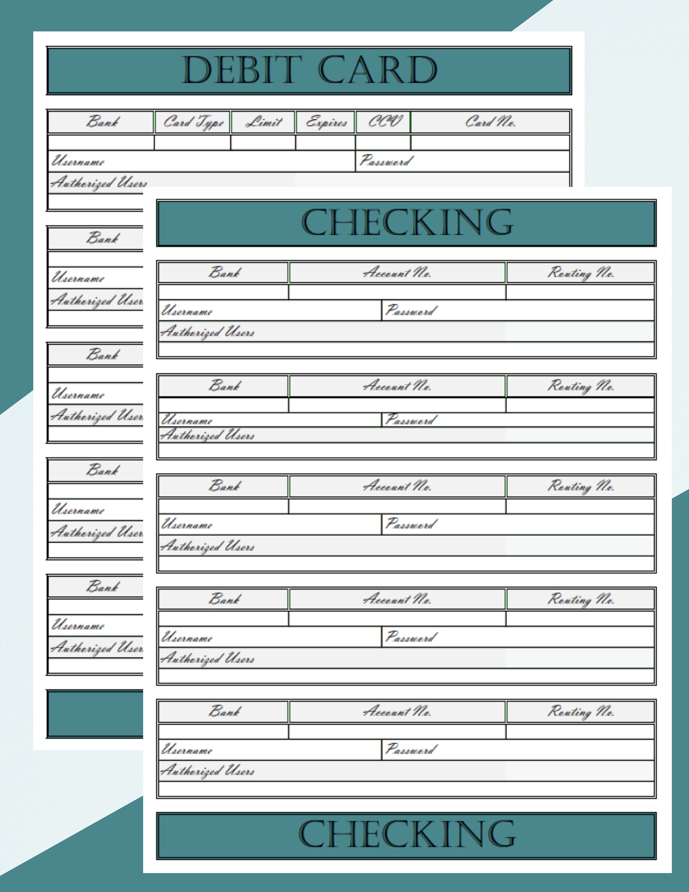 Finance Tracker | Bank Account Log | Checking Account Tracker | Debit ...