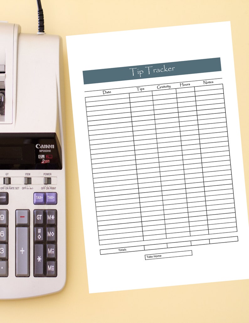 Tip Tracker | Bartender Tips | Server Tips | Tip Log - Etsy