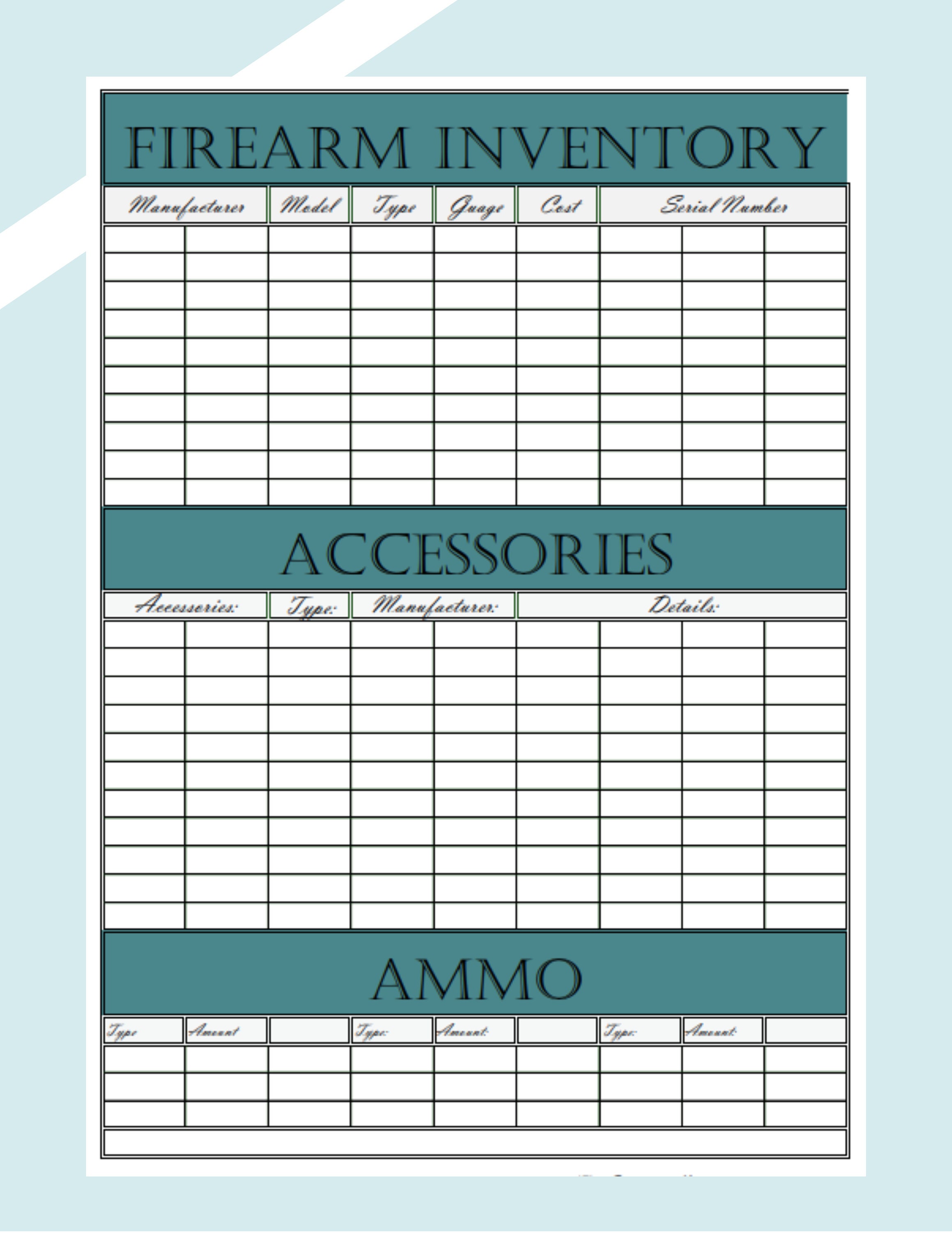 Firearm Log | Gun Log | Firearm List | Gun List | Firearm Inventory - Etsy
