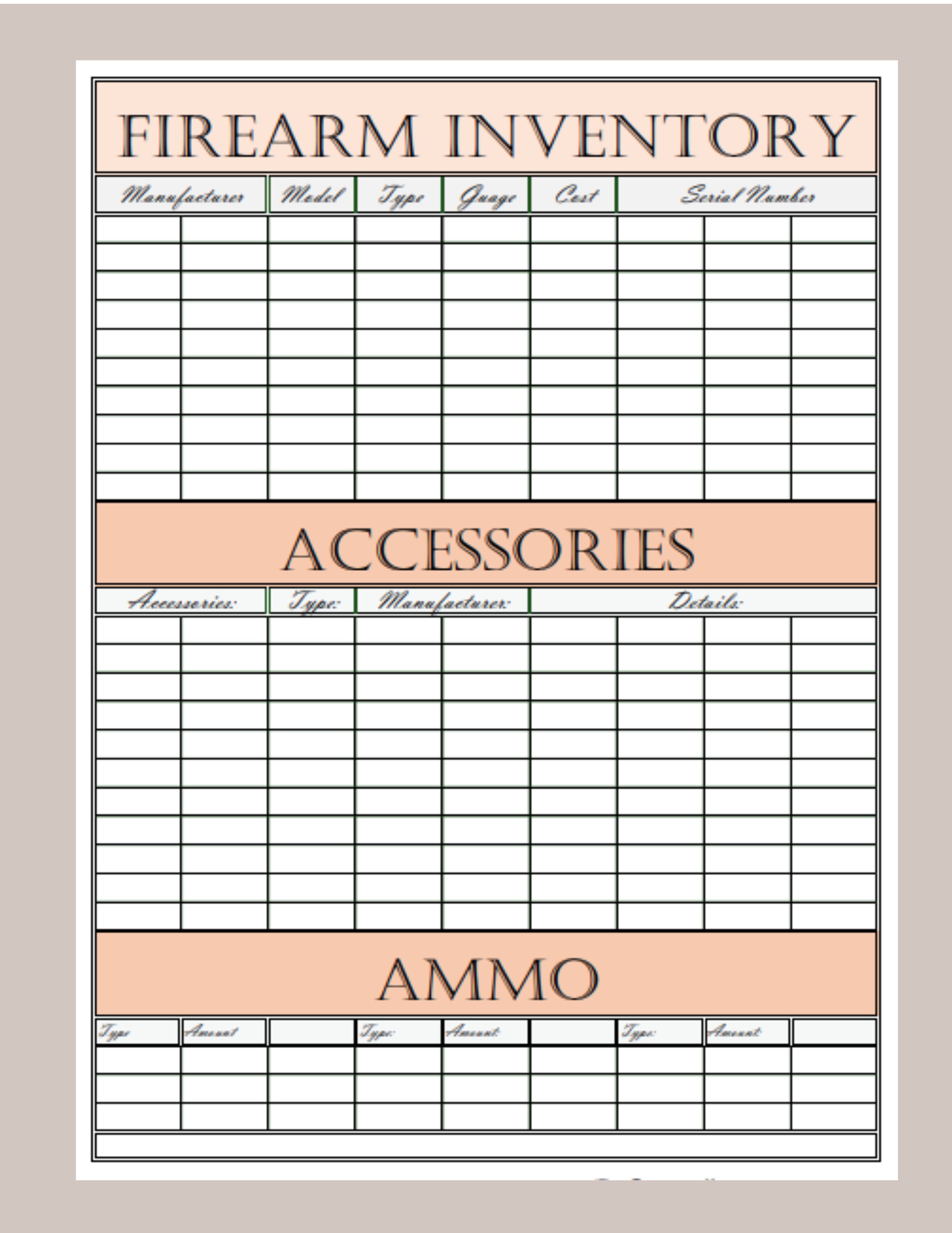 Valuables Log | Firearm Log | Vehicle Log | Items Log | Item Inventory ...
