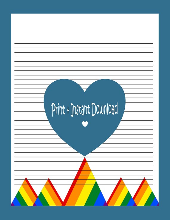 Stationary Note Pages Paper Rainbow Colorful Mountain | Etsy