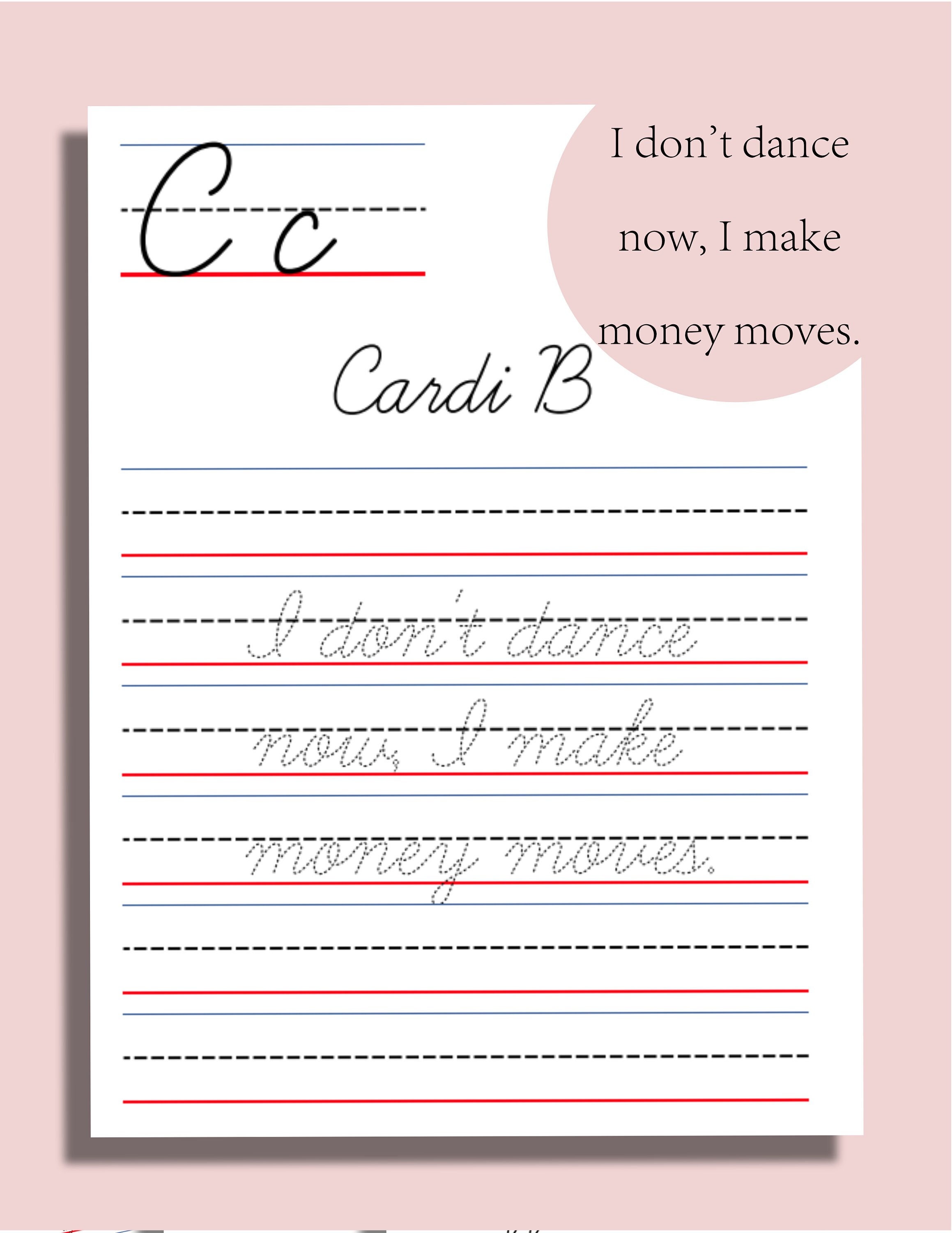 Celebrity Cursive Worksheets | Kanye West | Tupac | Cardi B | Funny ...