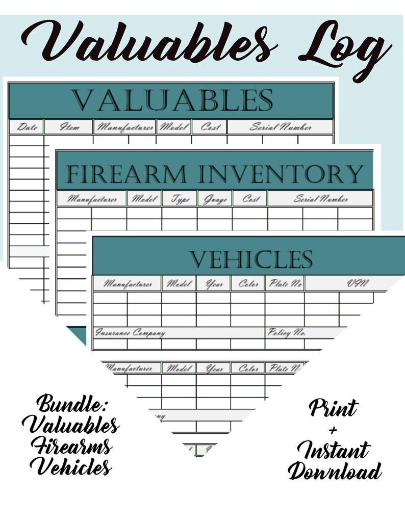 Valuables Log | Firearm Log | Vehicle Log | Items Log | Item Inventory ...