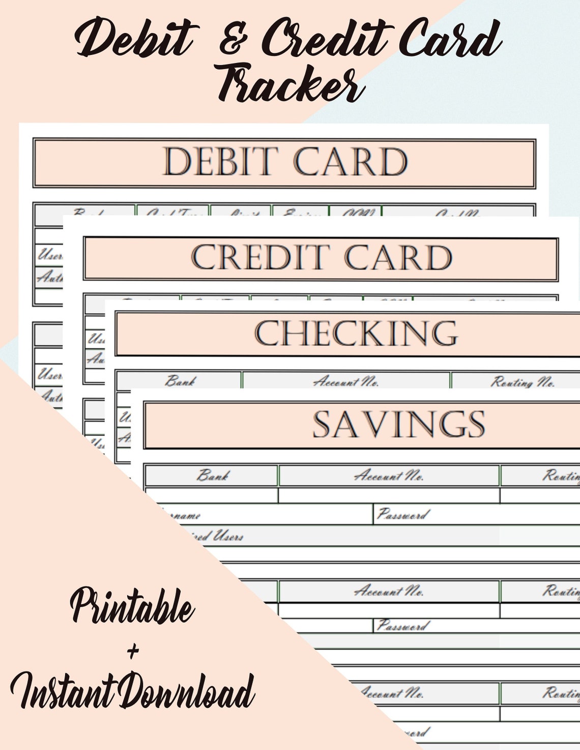 Finance Tracker | Bank Account Log | Checking Account Tracker | Debit ...