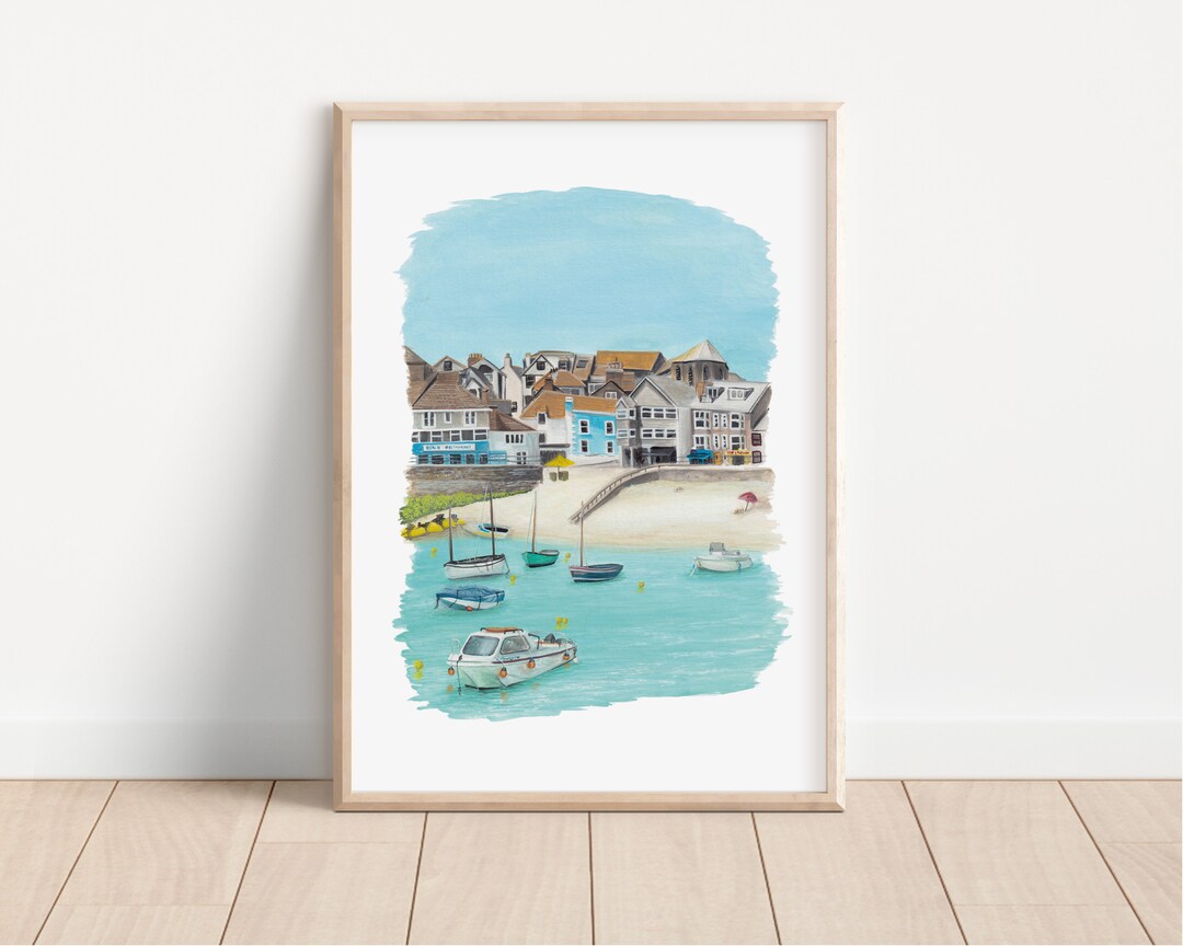 St Ives Art Print, Cornwall Print, Staycation UK, St Ives Harbour ...