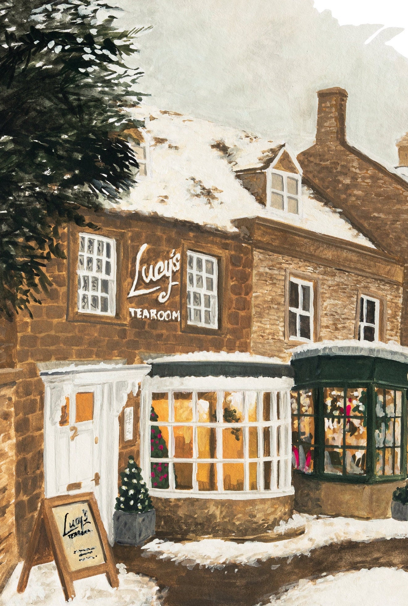 Cotswold Christmas Card, Stow on the Wold, Cotswolds, Lucy's Tearoom ...