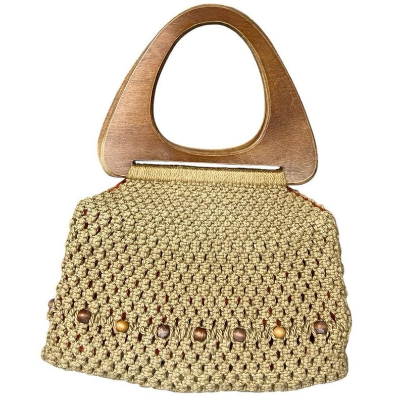 Bolso de mano vintage de los años 70, estilo bohemio, de macramé ...