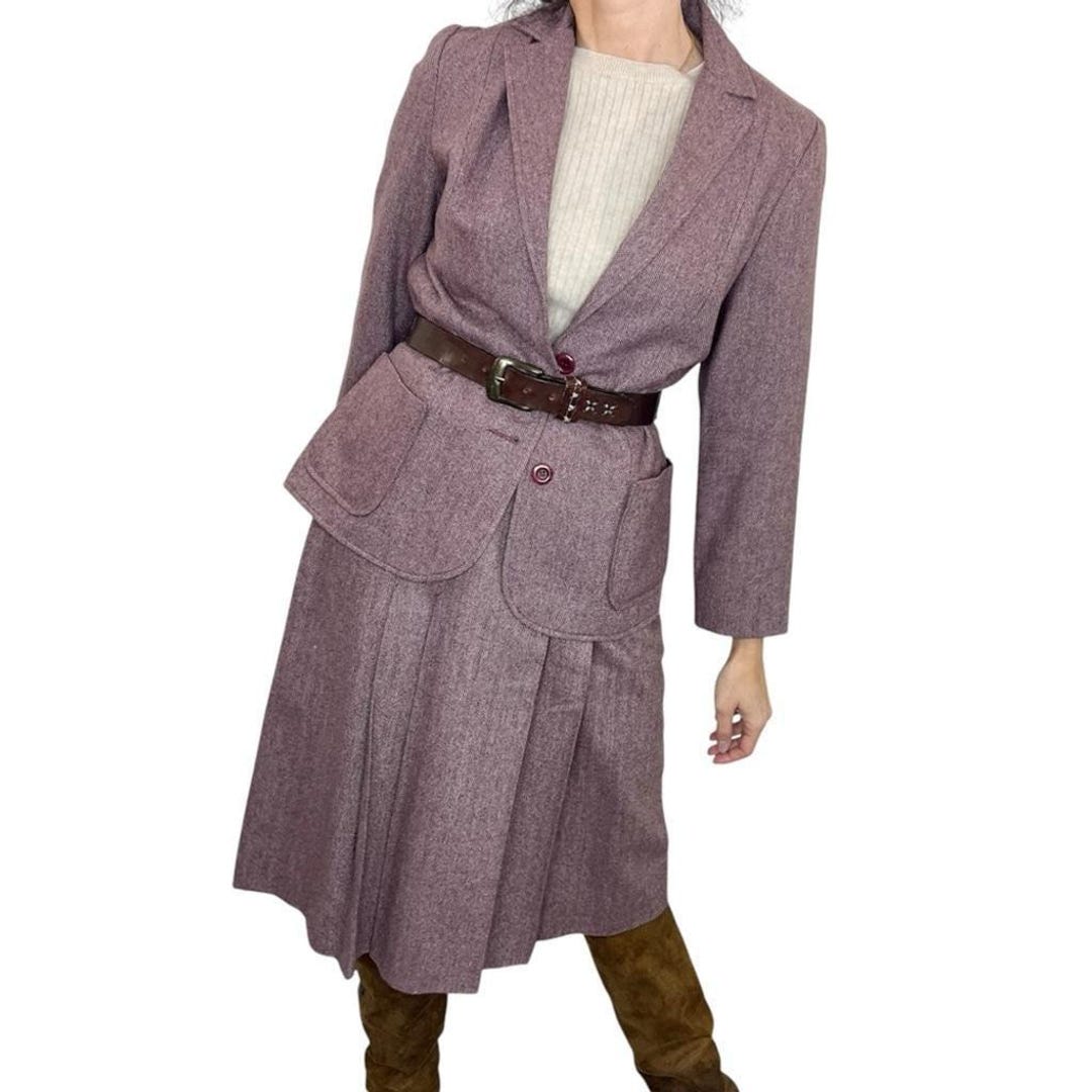 Vintage 60s Koret Canada Union Made Pink Rose Tweed Herringbone ...
