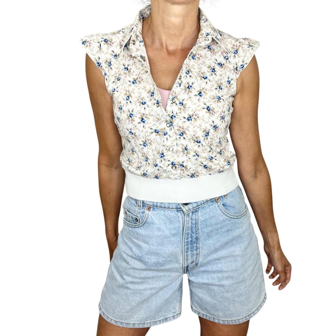 Rare Vintage Talula Aritzia 80s 90s White Floral Snap Front Flutter ...