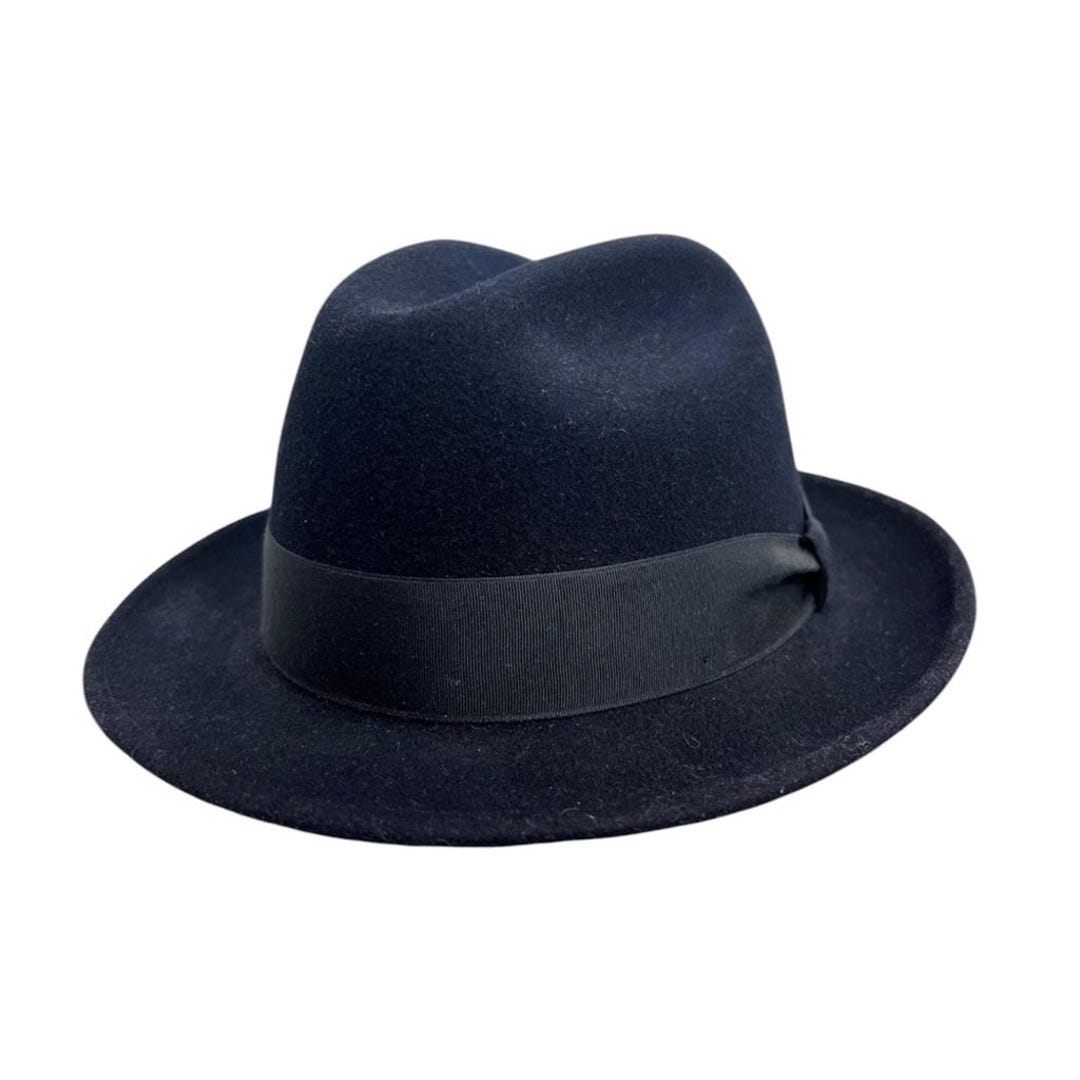 Vintage Mallory by Stetson Mid Century 50s Dark Blue Wool Felt Fedora L ...