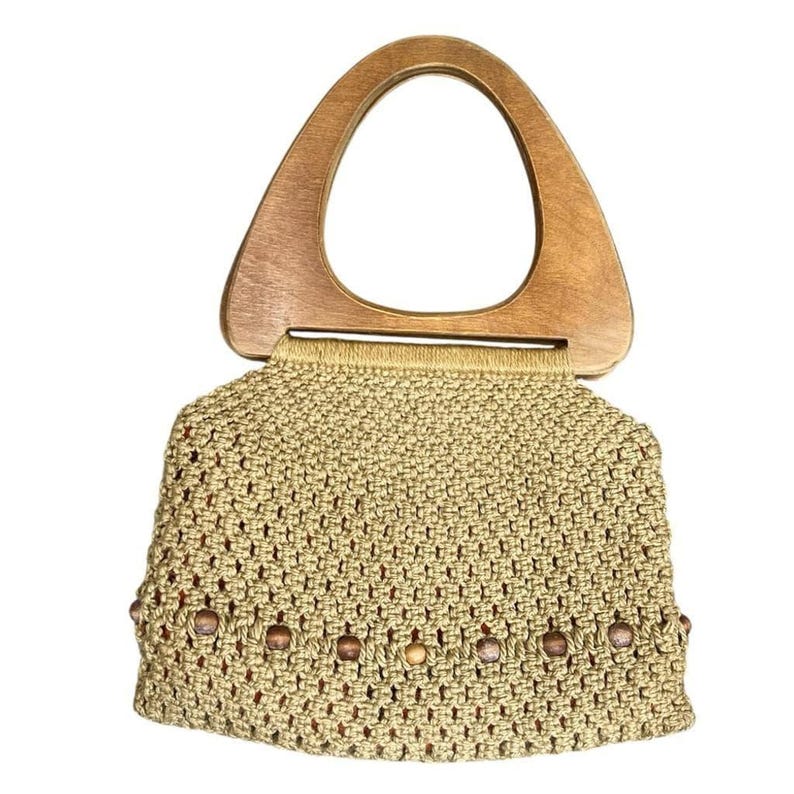 Bolso de mano vintage de los años 70, estilo bohemio, de macramé ...