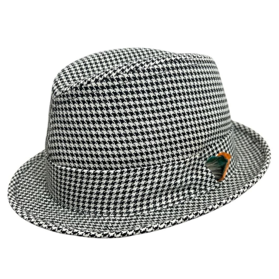 Vintage 50s Union Made Black White Check Houndstooth Trilby Fedora 7 - Etsy