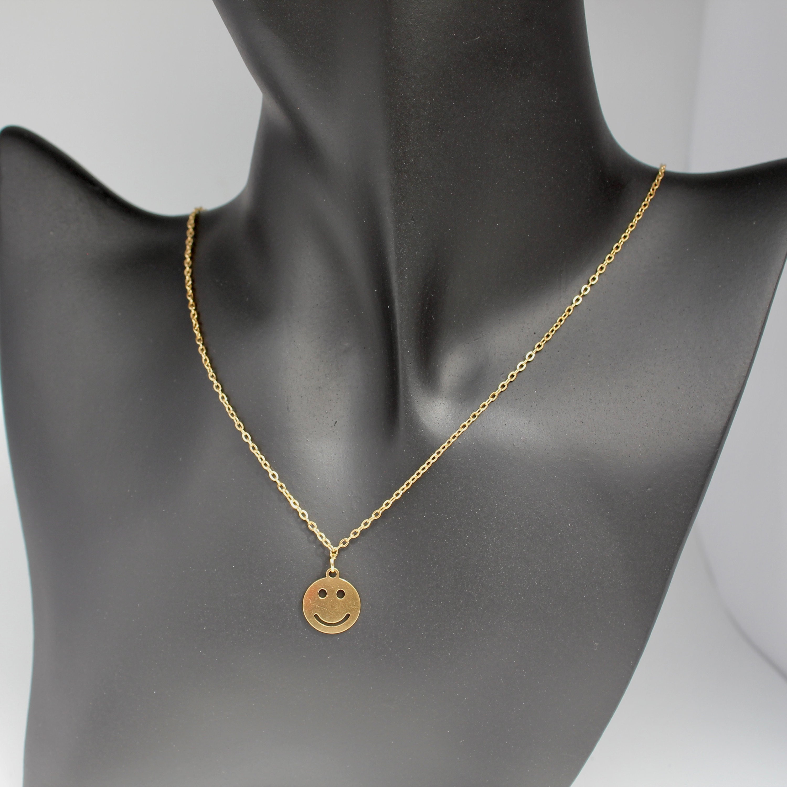 Smiley Face Necklace 18K Gold Smile Necklace I Smiley Face Emoji ...