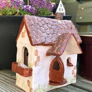 Hand Built Pottery Gnome House Fairy House LED Tea Light Holder Art ...