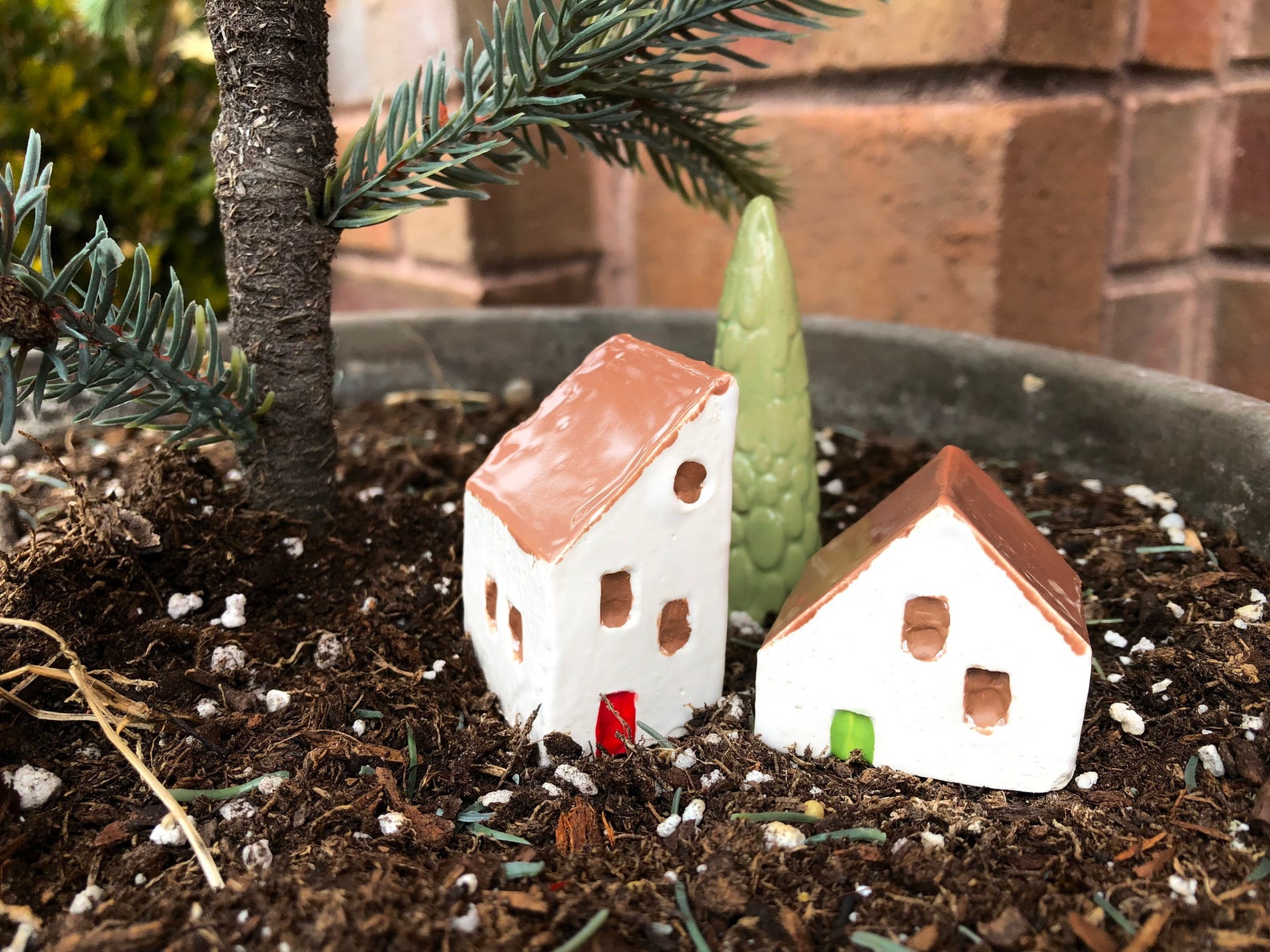 Miniature Houses Clay Houses Pottery Houses Clay Trees Fairy - Etsy