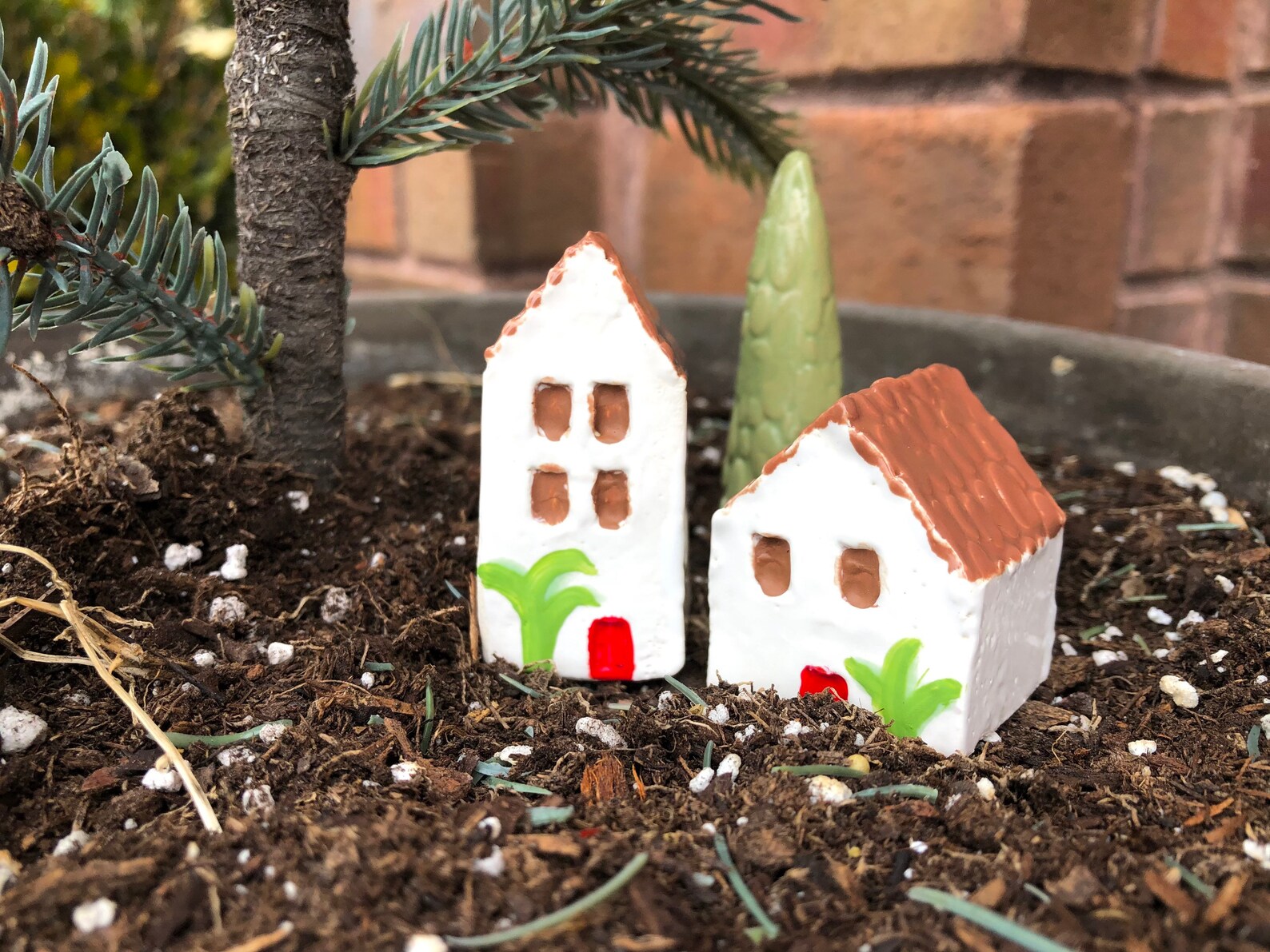 Miniature Houses Clay Houses Pottery Houses Clay Trees Fairy - Etsy