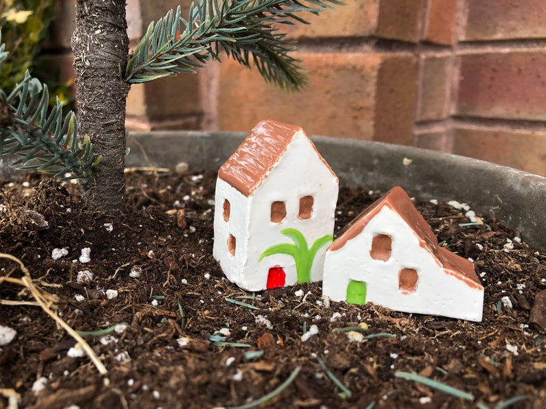 Miniature Houses Clay Houses Pottery Houses Clay Trees Fairy Gardens ...