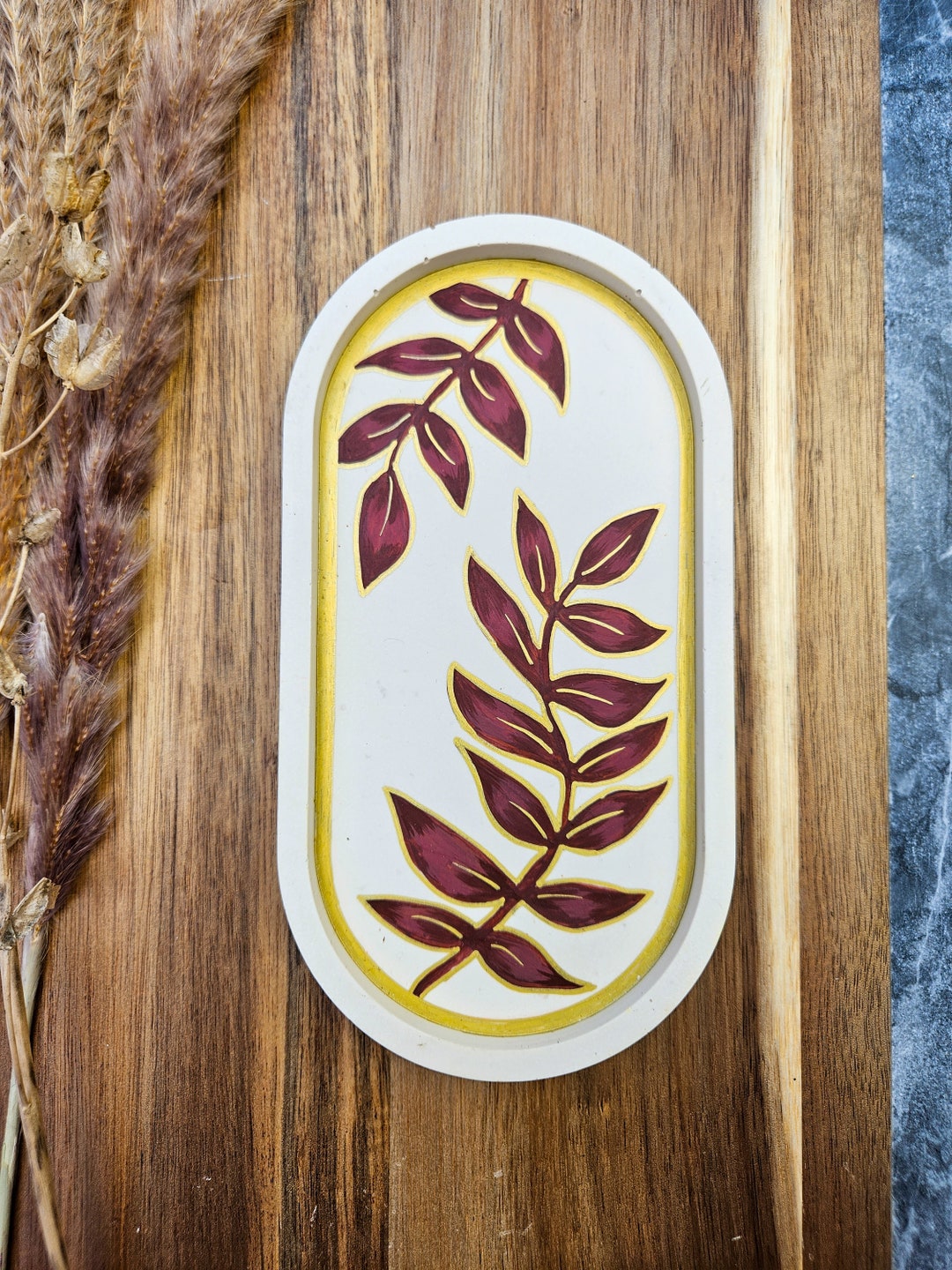 Hand Painted Autumn Leaf Trinket Dish - Decorative Plate, Jewellery ...