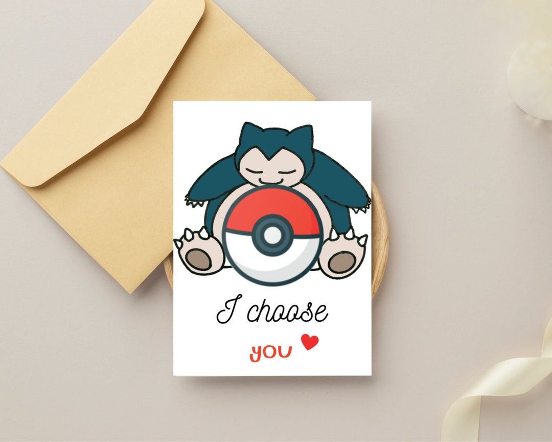 Pokemon Snorlax Valentine Printable Card, Anniversary Card, Birthday ...