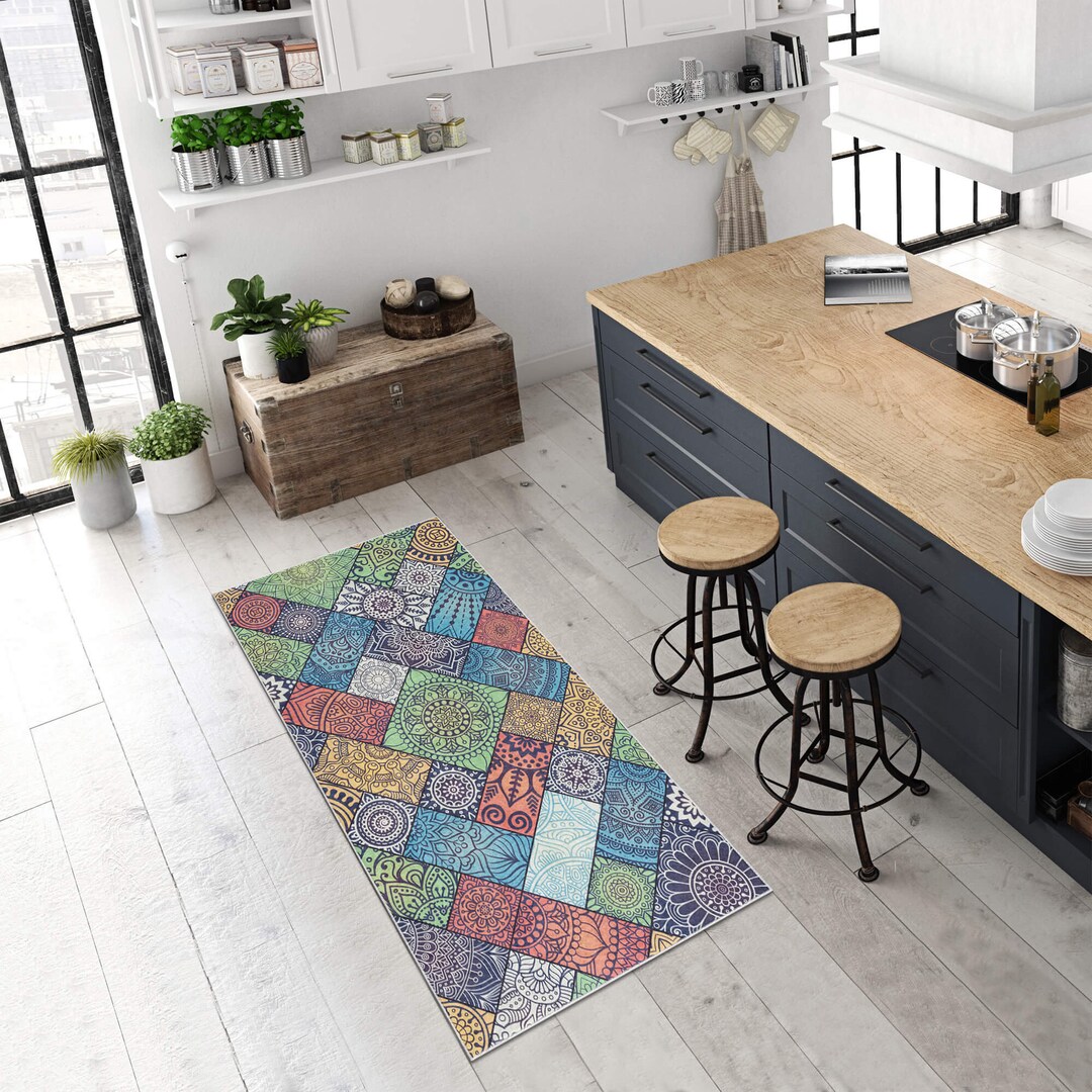 Pasha Home Kitchen Rug Bohemia Colorful Kitchen Runner Washable at 30-C ...