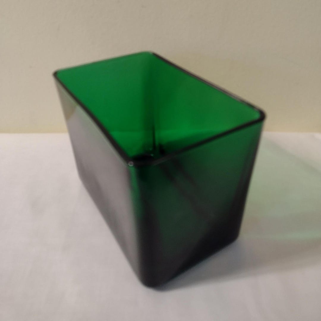 Vintage Vase or Planter Emerald Green. Glass Rectangular NAPCO 1164 ...