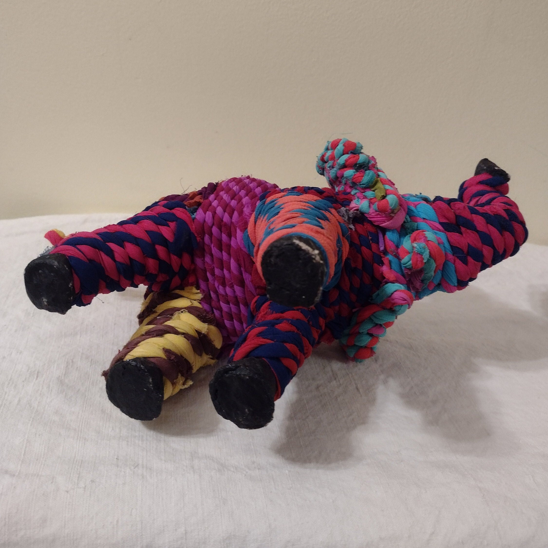 Vintage Elephant With Trunk up Made of Rag Fabric. Hand Made ...