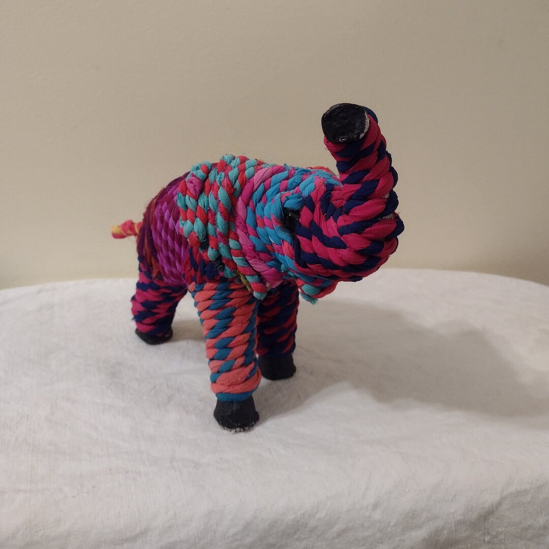 Vintage Elephant With Trunk up Made of Rag Fabric. Hand Made ...