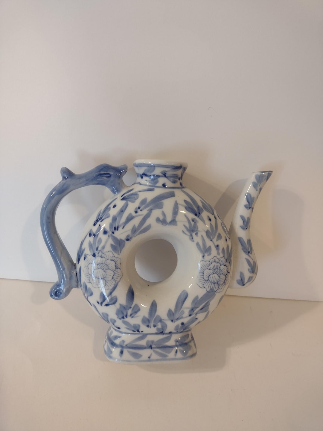 Vintage Donut Shape Chinese Teapot Without Lid. Size 6" Tall. Color ...