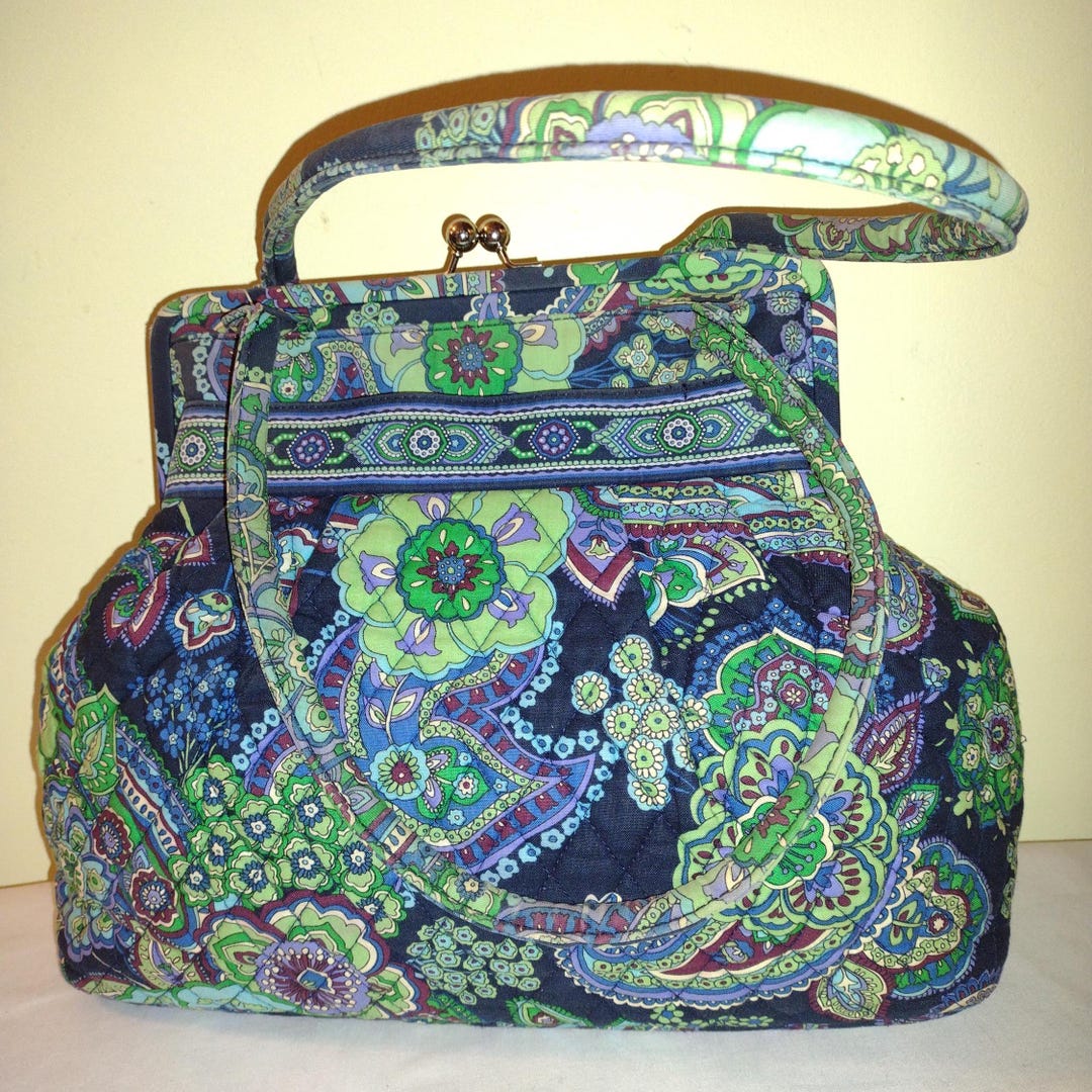 Vintage Vera Bradley Shoulder Bag. Double Handles. Kiss Lock. Size 12 ...