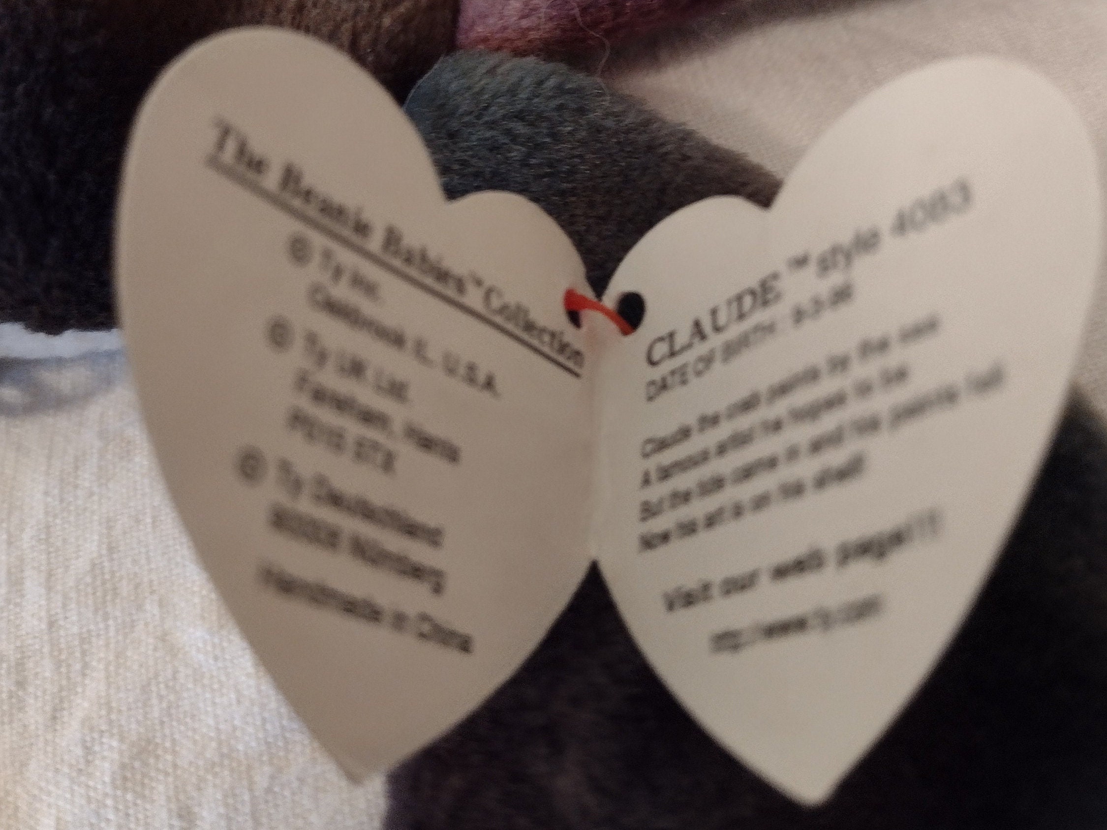 Vintage CLAUDE the Crab. Original TY Beanie Babies Collection. Date of ...