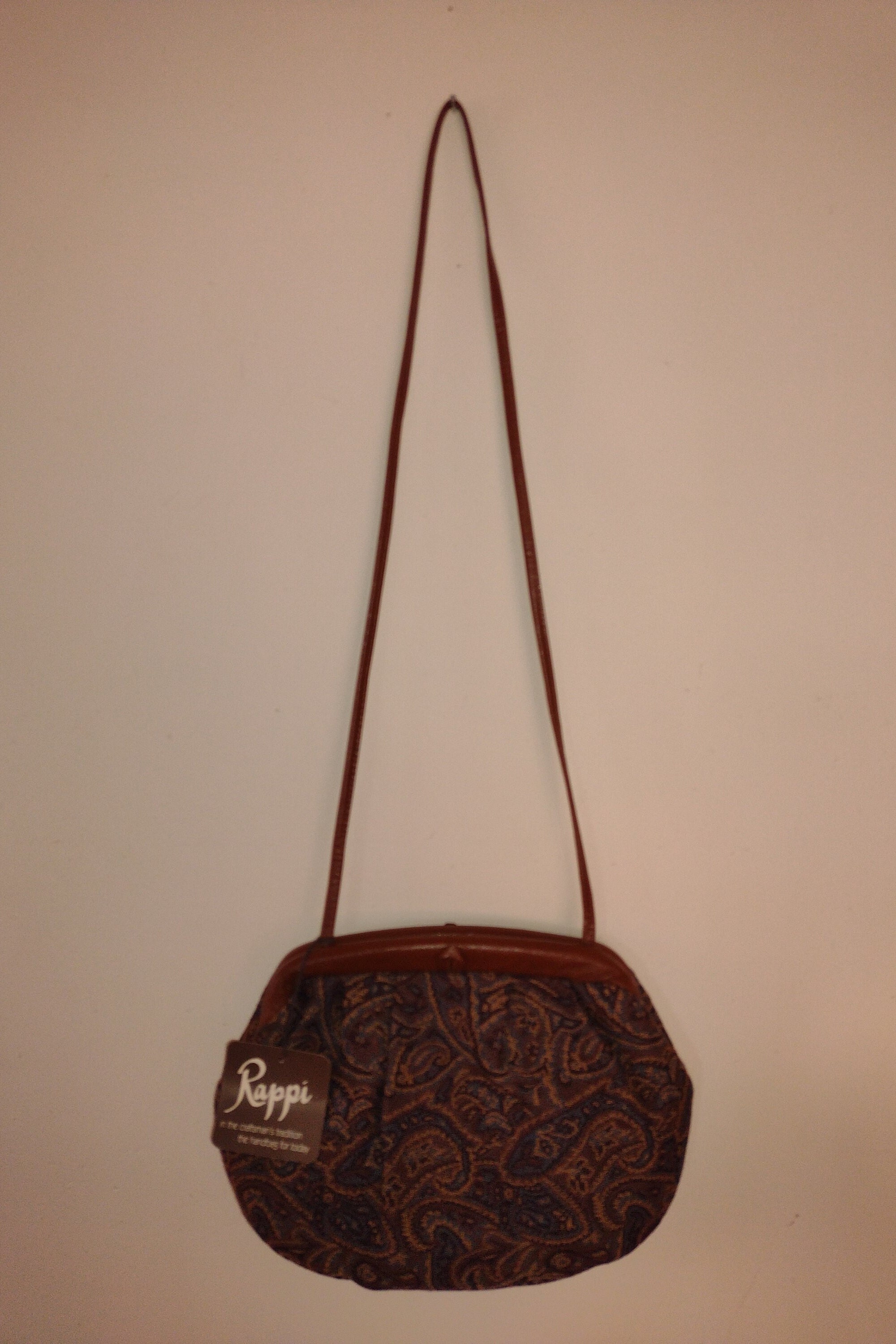 Vintage Oval RAPPI Bag With Leather Black Lining. Size 8.5" TALL, 12 ...