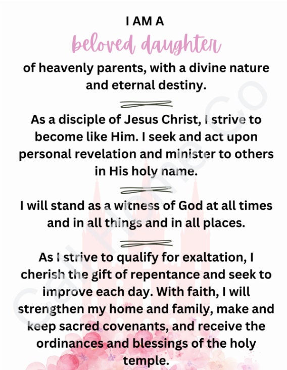 Young Women Theme YW LDS Latter Day Saint Instant Download Several ...