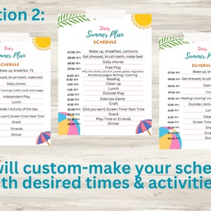 Kids Summer Schedule Chore Chart & Activity Plan Custom Made-to-order ...