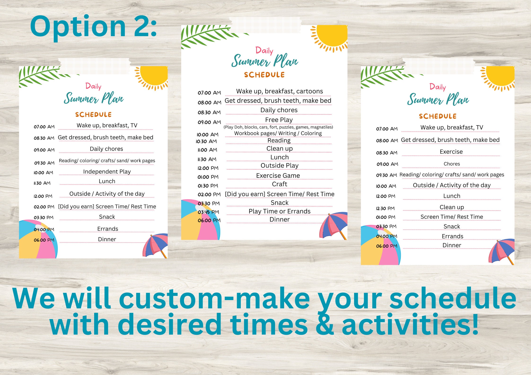 Kids Summer Schedule Chore Chart & Activity Plan Custom Made-to-order ...